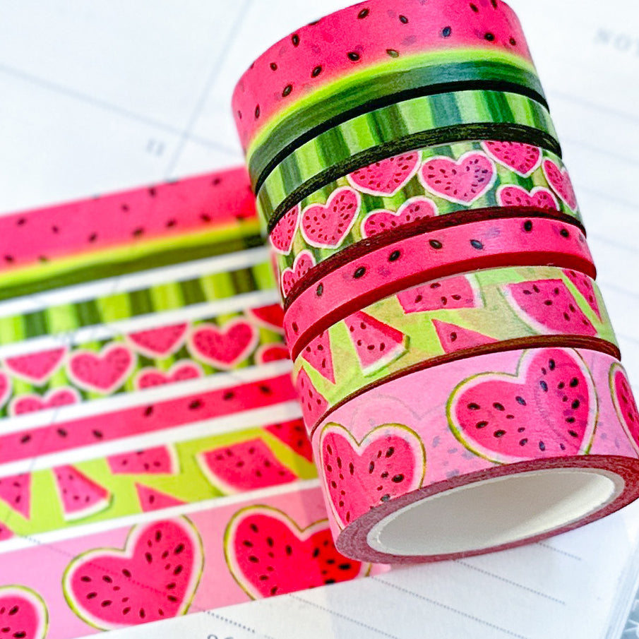 Watermelon Fruit Summer Pink & Green Washi Tape Set - W087 – Planner Envy
