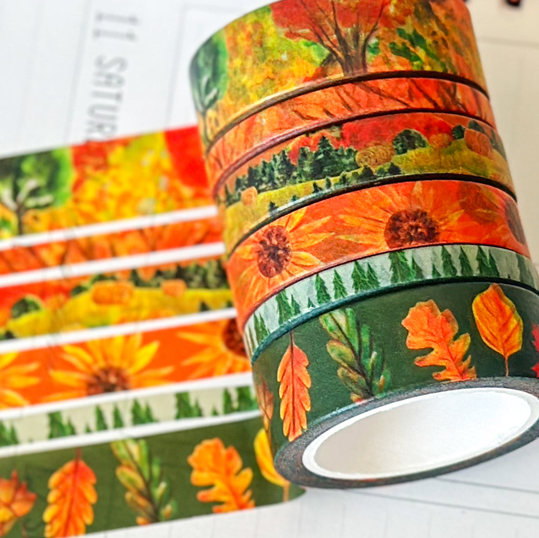 Fall Trees Leaves Autumn Foliage Washi Tape Set October 2024 - W118 ...