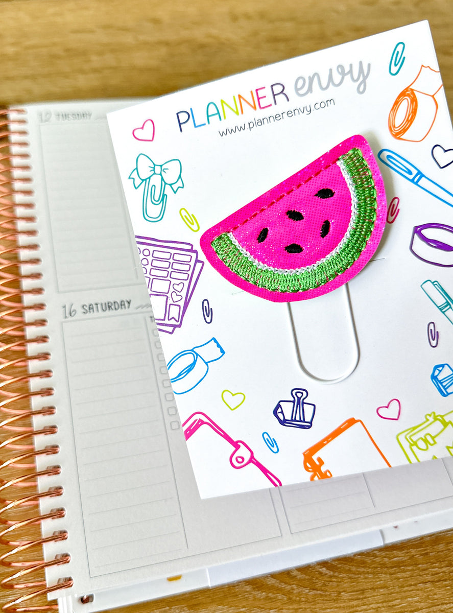 Watermelon Sparkle Paperclip Planner Clip Bookmark - Decorative Paperc ...