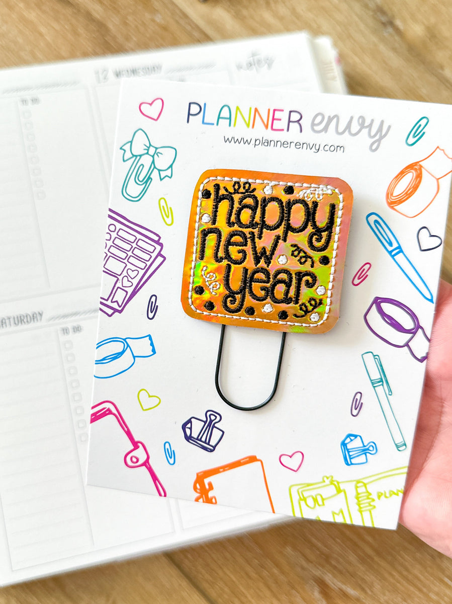 New Years Gold Sparkle Paperclip Planner Clip Bookmark - Decorative Pa ...