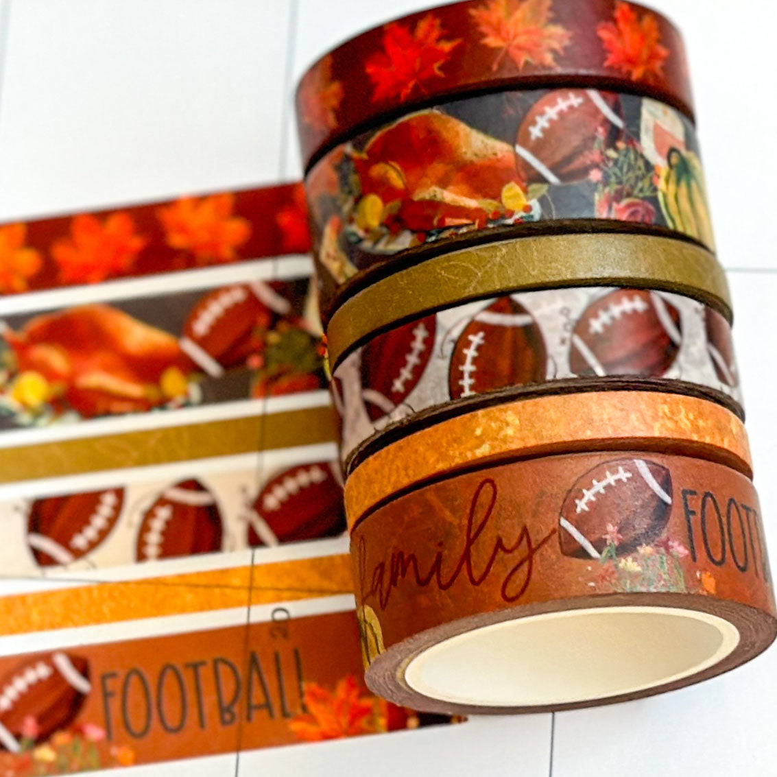 Football Fall Turkeys Thanksgiving Dinner Leaves Autumn Washi Tape Set ...