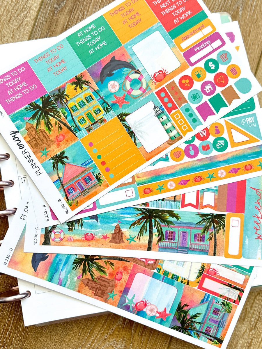 Beach Vacation Dolphins Crabs Ocean Shells Key West Florida Planner St ...