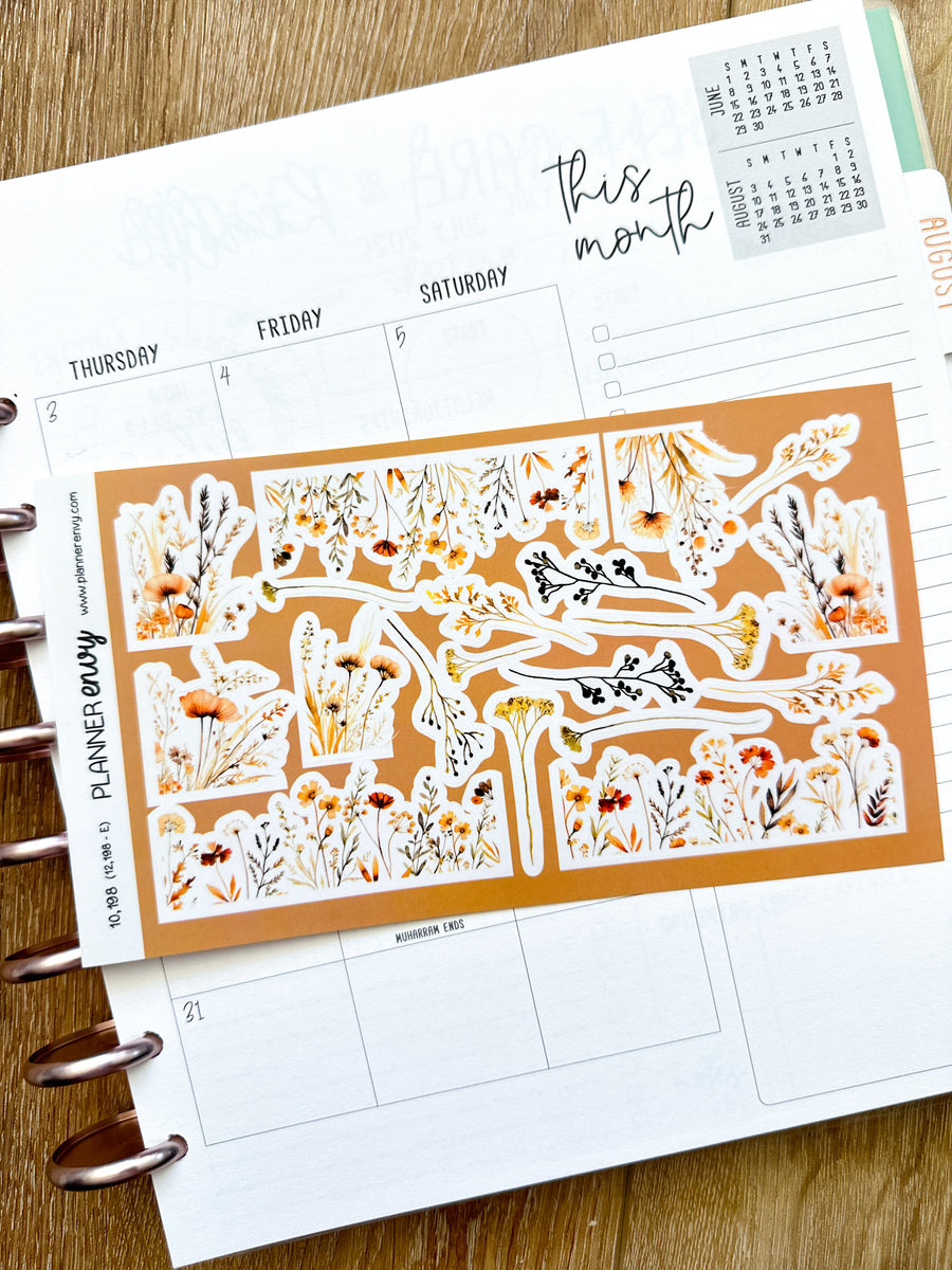Fall Wildflowers Orange Brown Neutral Florals September Deco Planner S ...