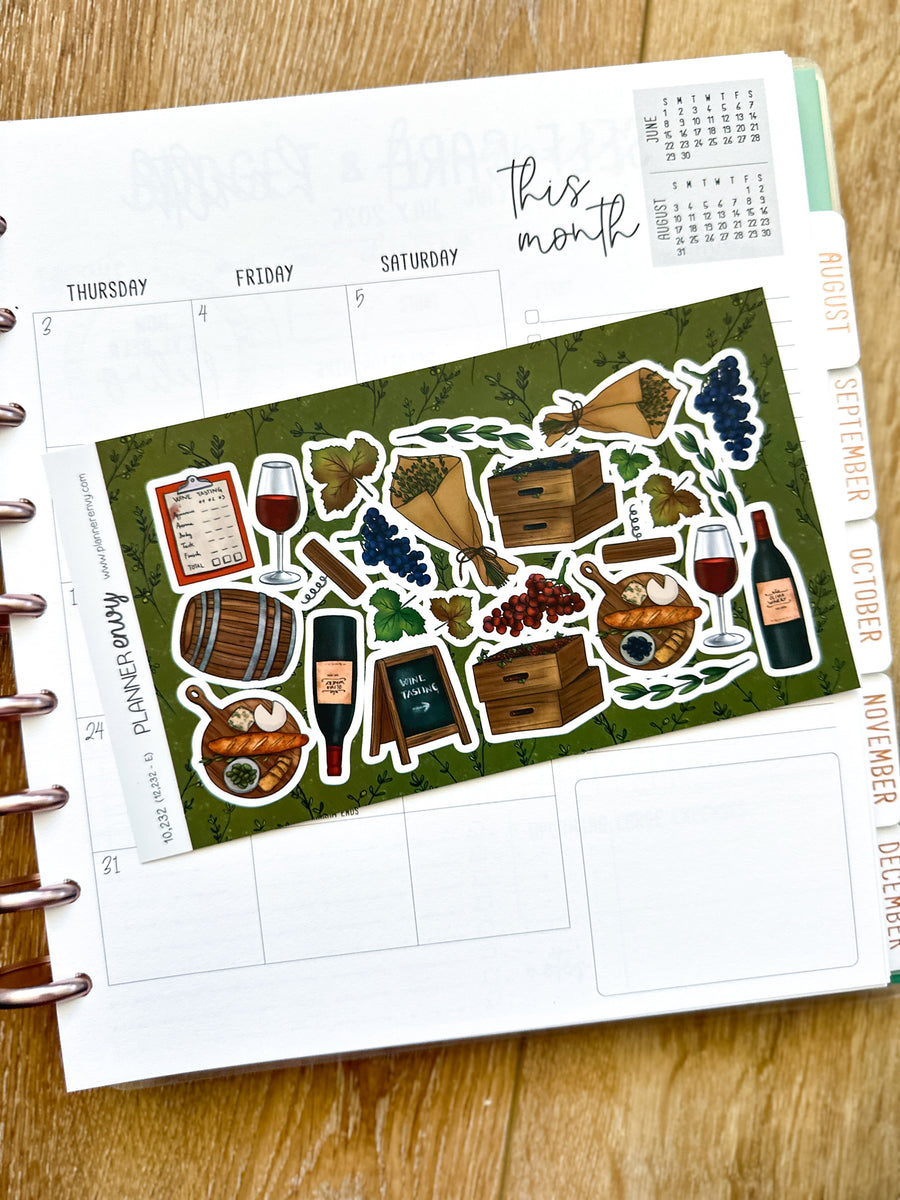 Fall Winery Weekend Trip Vineyard Wine September Deco Planner Stickers ...