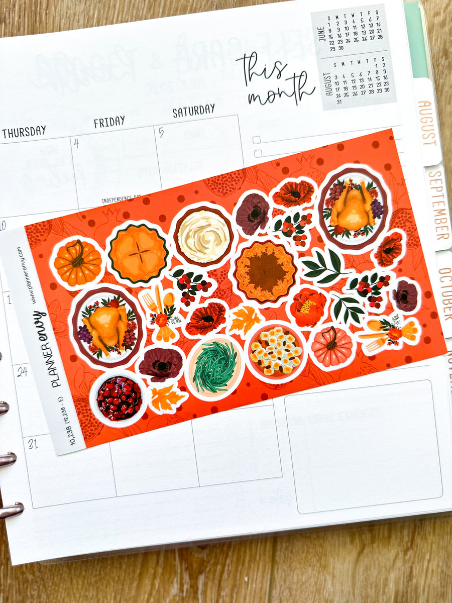 Thanksgiving Dinner Fall Turkey November Deco Planner Stickers (#10,23 ...