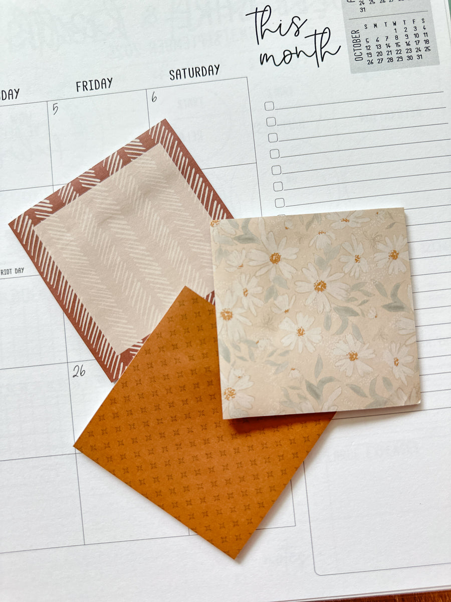 Set of 3 Sticky Notepads - Fall Neutral Designs From our November 2025 ...