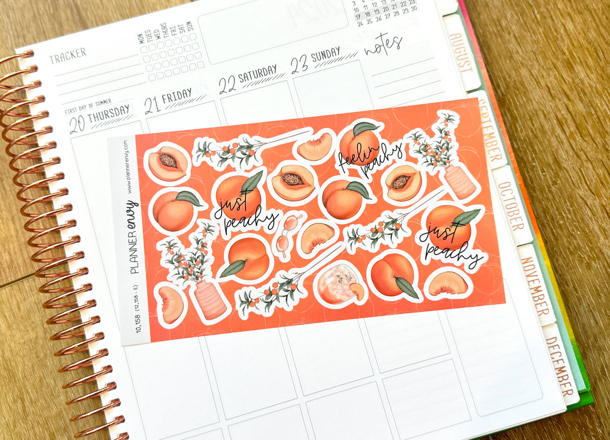 Peaches Spring Peach Orange Just Peachy June Deco Planner Stickers (#1 ...
