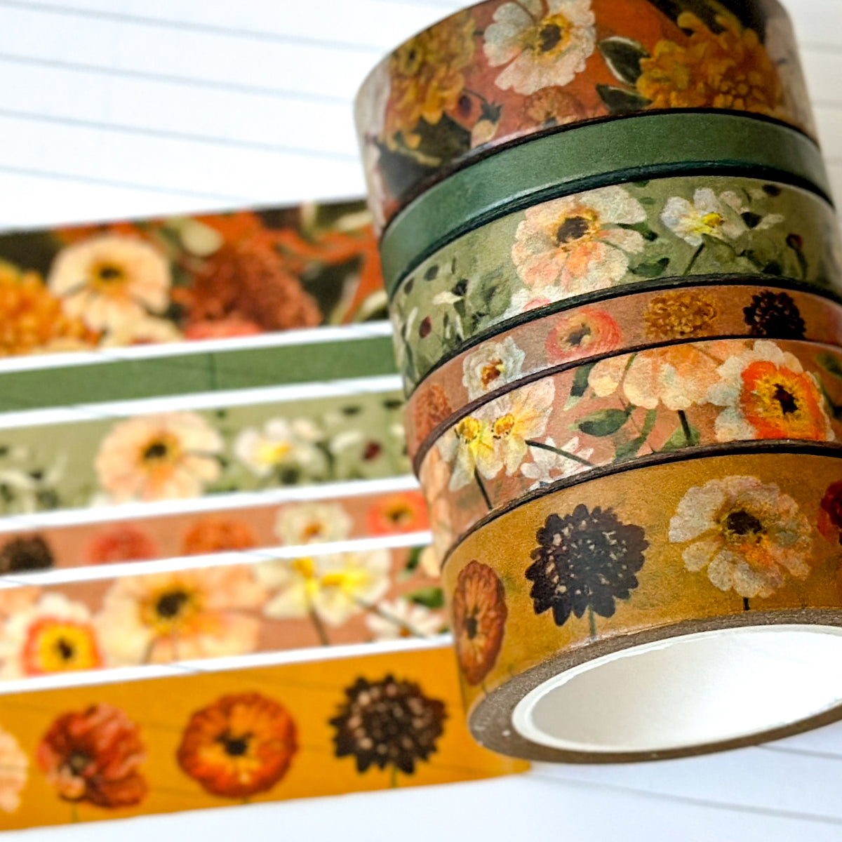 Fall Floral Mustard Rust Orange Yellow Washi Tape Set November 2024 ...