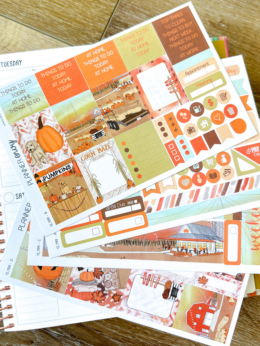 Fall Pumpkin Farm Festival Halloween Planner Stickers Weekly Kit - 133 ...