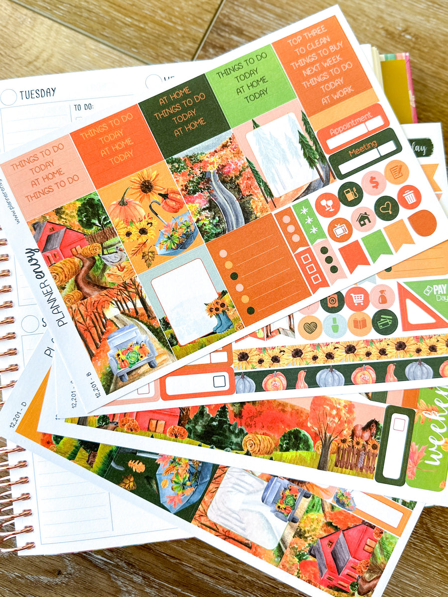 NEW KIT FORMAT! Fall Foliage Trees Leaves Countryside Planner Stickers ...