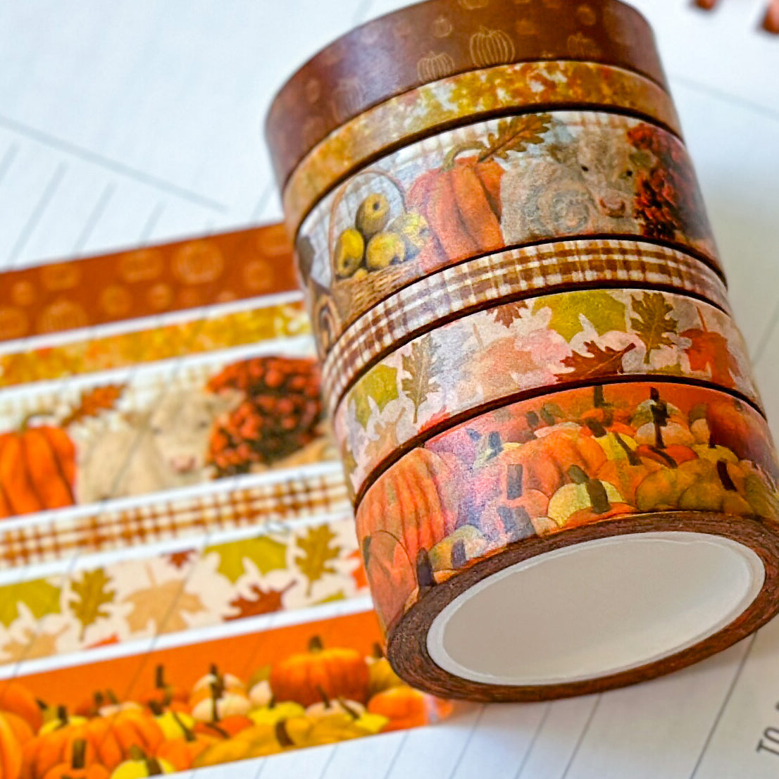 Fall Farm Leaves Pumpkins Foliage Washi Tape Set September 2024 - W115 ...