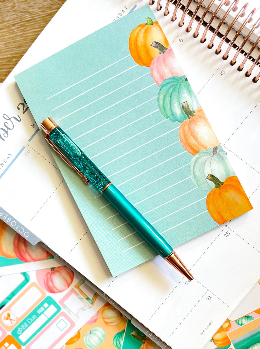 Pumpkins Fall Peach & Teal Notepad - 4x6 Inches (*Notepad Only ...