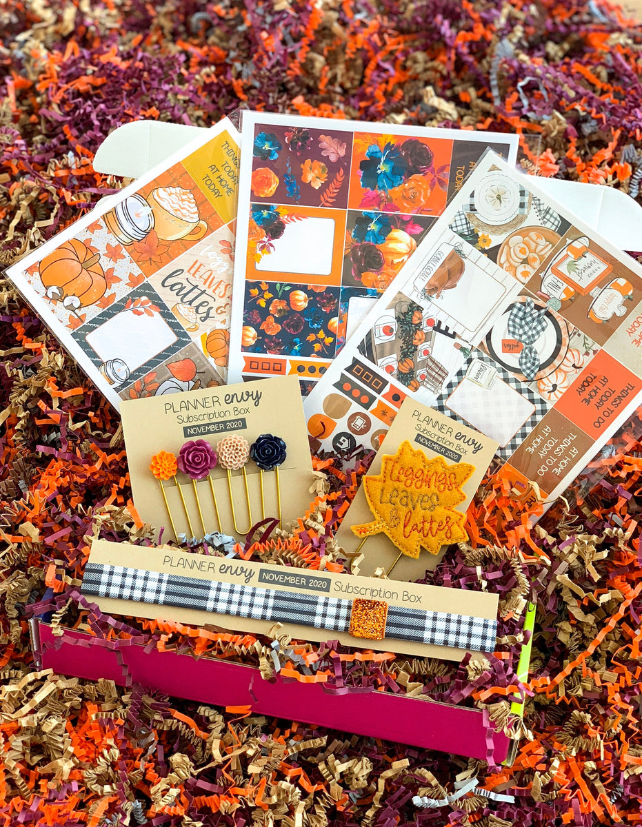 Thanksgiving Fall Autumn Plaid Stickers Paperclips Rustic Leaves. Nove ...